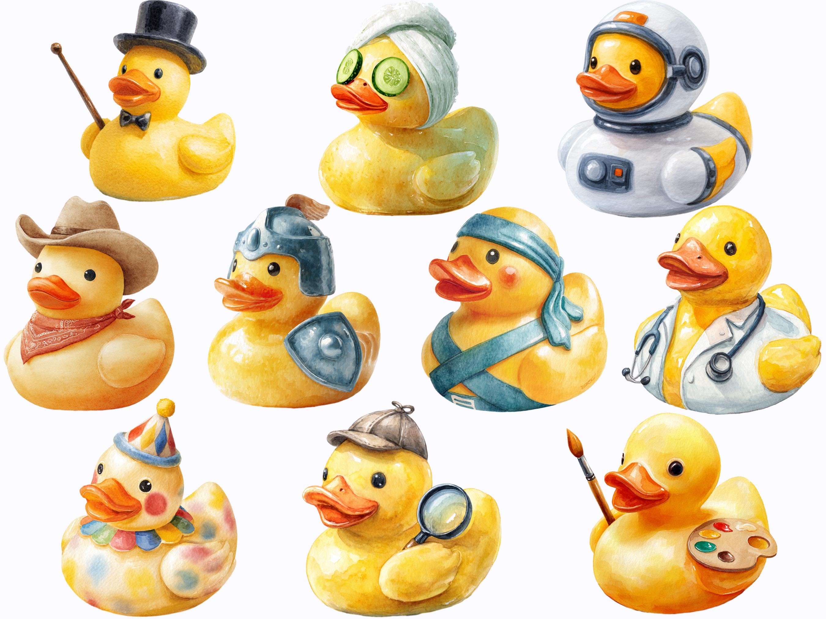 Rubber Duck Clipart, Cute Duck 20 PNG Bundle, Whimsical Ducks With ...
