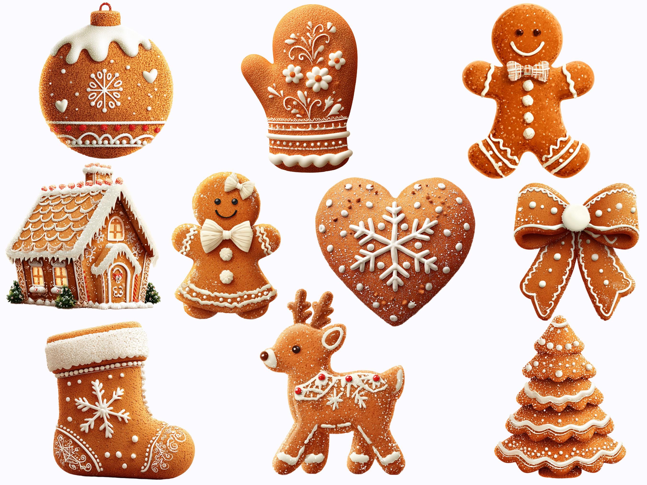 Gingerbread Cookie Clipart Collection, Holiday Christmas 20 PNG Images ...