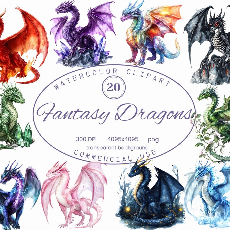 Dragon Clipart - Etsy