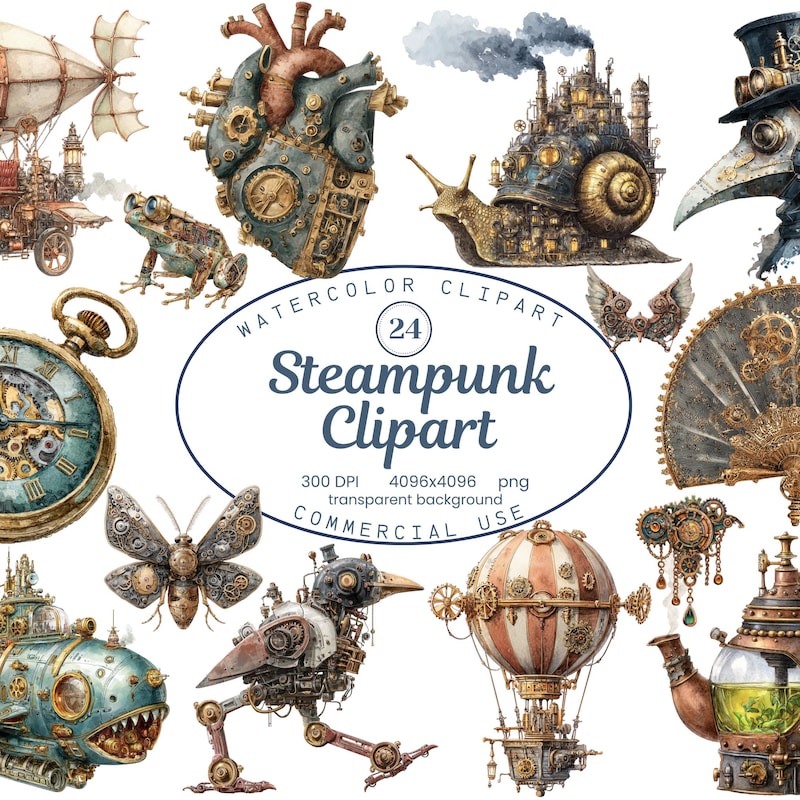 Steampunk Watch Clipart - Etsy
