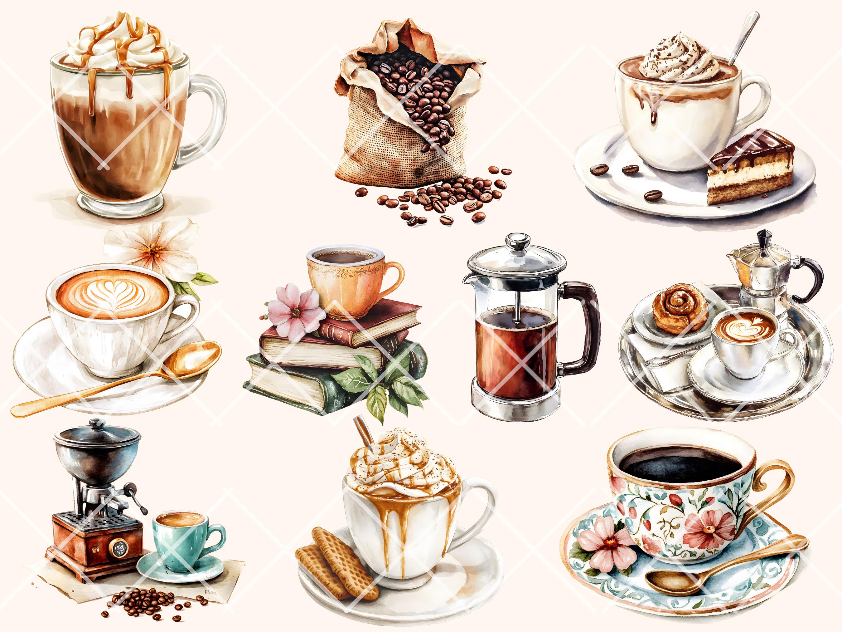 Coffee Love Clipart Collection, Rustic 20 PNG Illustrations, Coffee ...