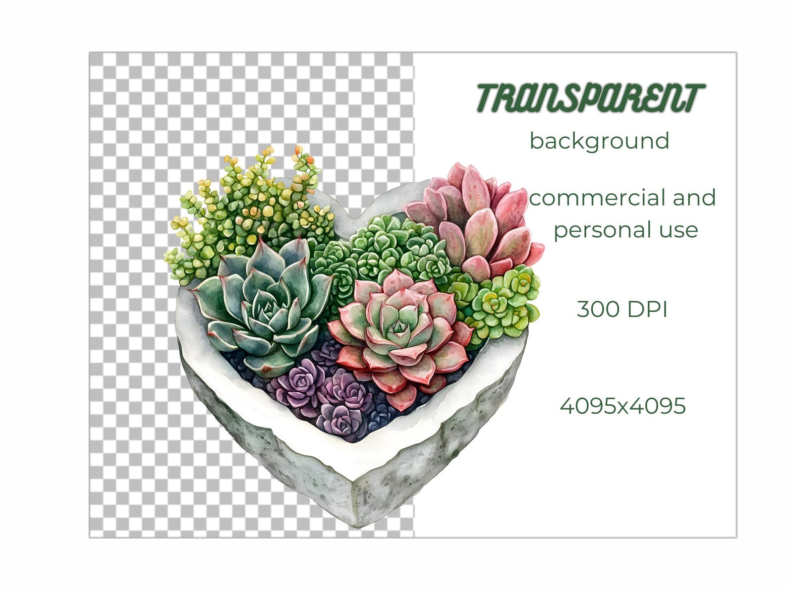 Succulent Plants Clip Art Collection, 24 PNG Cactus Boho Illustrations ...