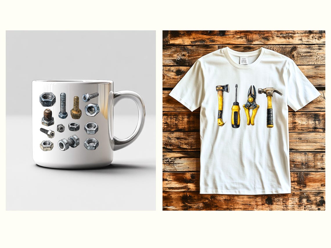 Tools Clipart Collection, 24 PNG Handyman Grungy Doodle Illustrations ...