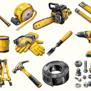 Tools Clipart Collection, 24 PNG Handyman Grungy Doodle Illustrations ...