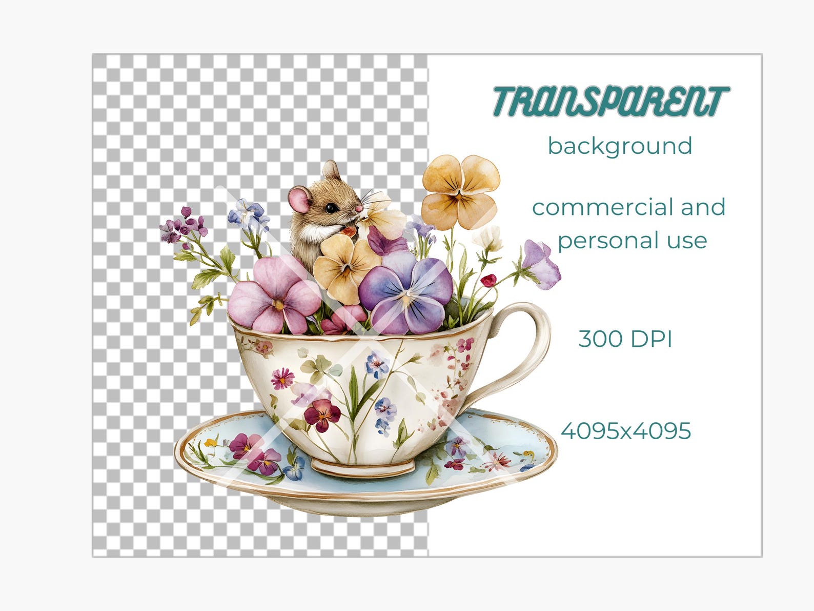 Cottagecore Tea Party Clip Art Collection With Floral Element, 20 PNG ...