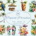 Tropical Paradise Clipart Collection, Watercolor Beach Island 20 PNG ...