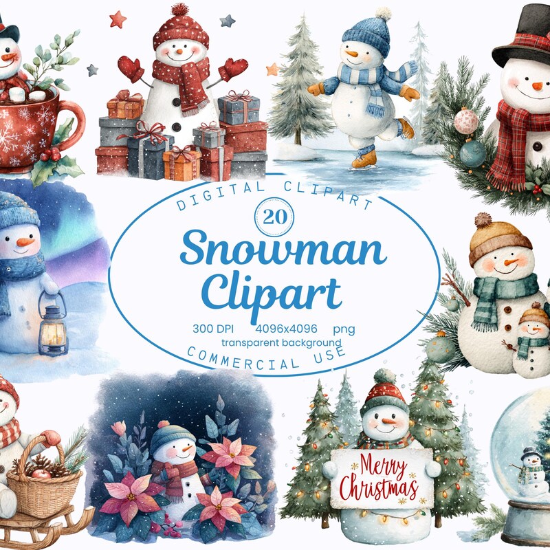 Snowmen Clip Art - Etsy