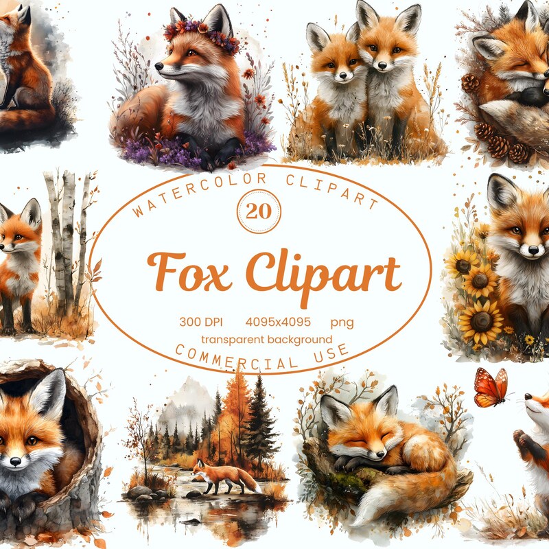 Fox Clipart - Etsy