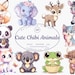 Chibi Animals Clip Art Collection, Cute Pastel Cartoon Animals Decor 20 ...