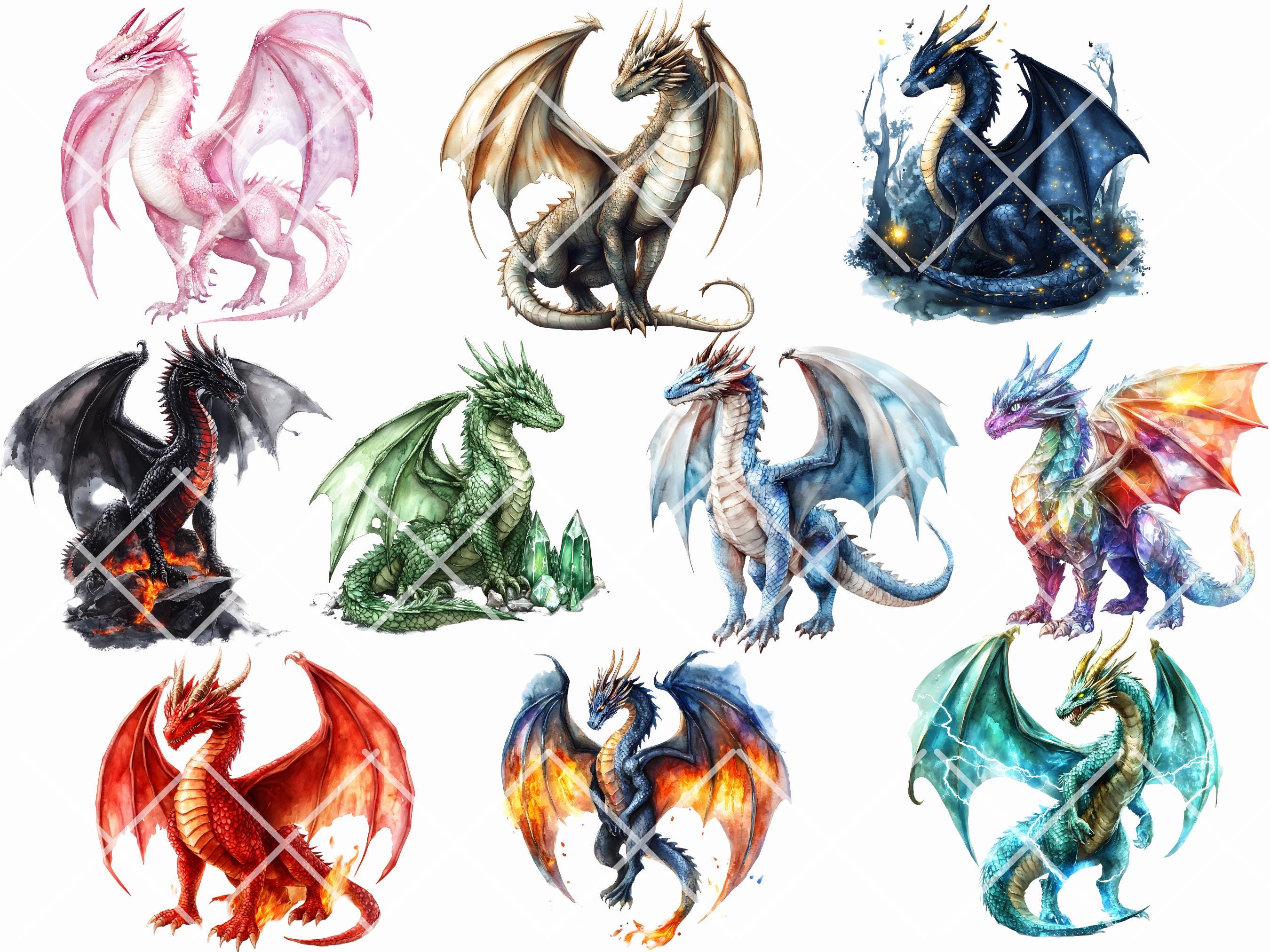 Fantasy Dragons Clipart Collection, Fairy Tale 20 PNG Magical ...