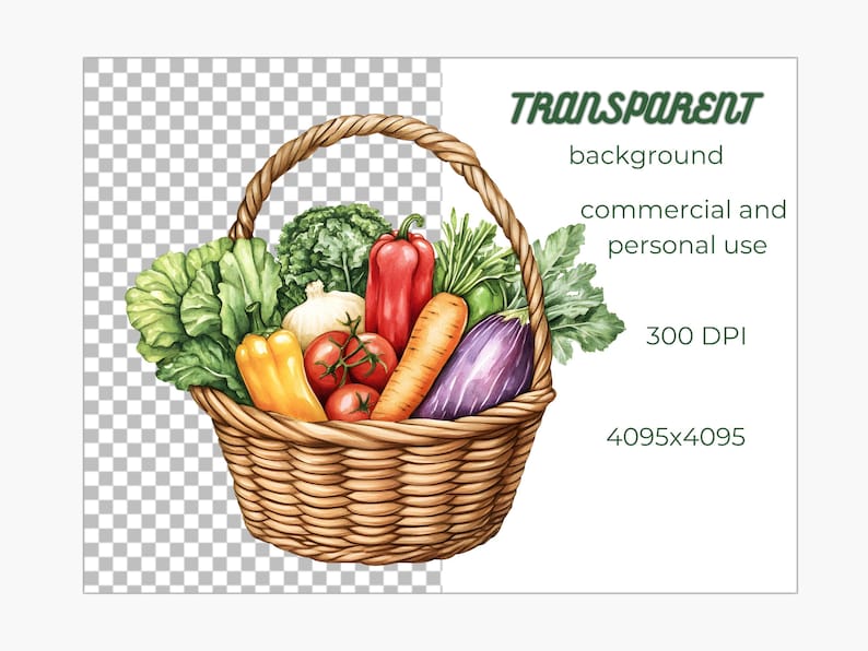 Garden Vegetables Clip Art Collection, Rustic Farm Fresh Watercolor ...