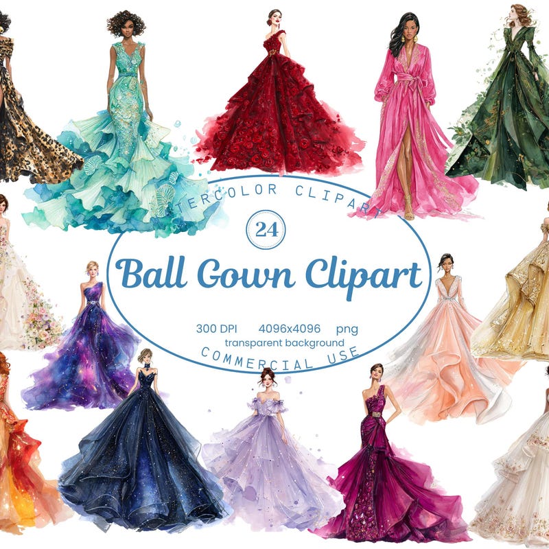 Fancy Dresses Clipart - Etsy