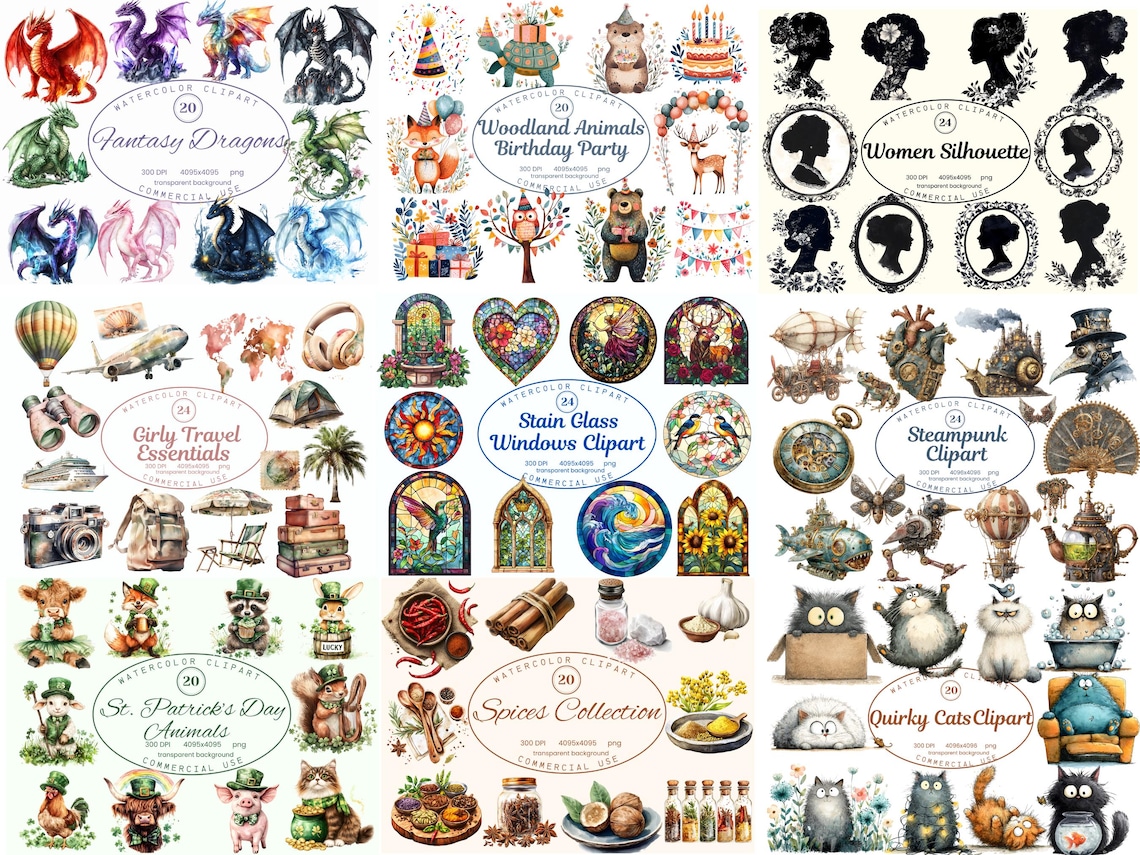 Whole Shop Lifetime Access Clipart Mega Bundle, 6000+ PNG Graphics, All ...