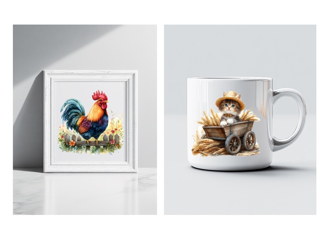 On the Farm Clipart Collection, Rustic Country Homestead, Watercolor ...