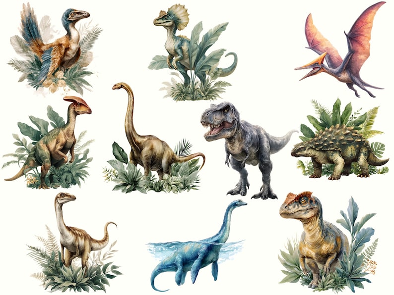 Dinosaurs Clipart Collection, Realistic Dino Graphics 20 PNG ...