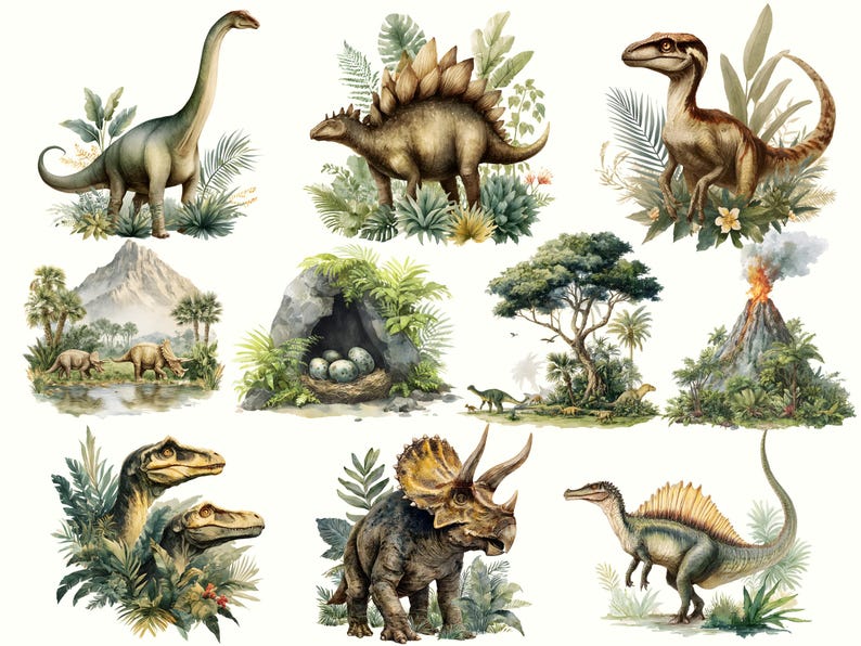 Dinosaurs Clipart Collection, Realistic Dino Graphics 20 PNG ...