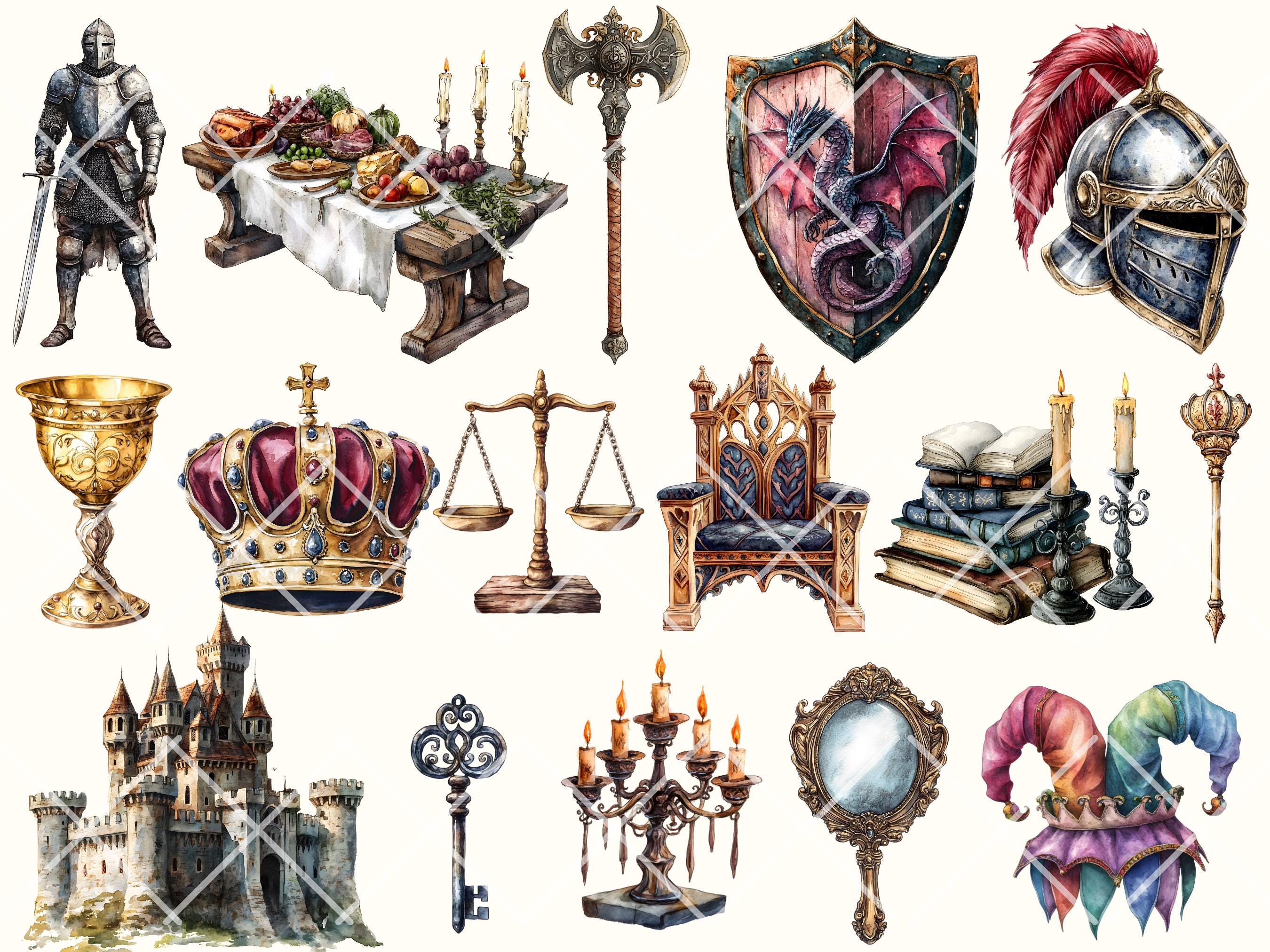 Medieval Castlecore Clip Art Collection, Rustic 32 PNG Illustrations ...