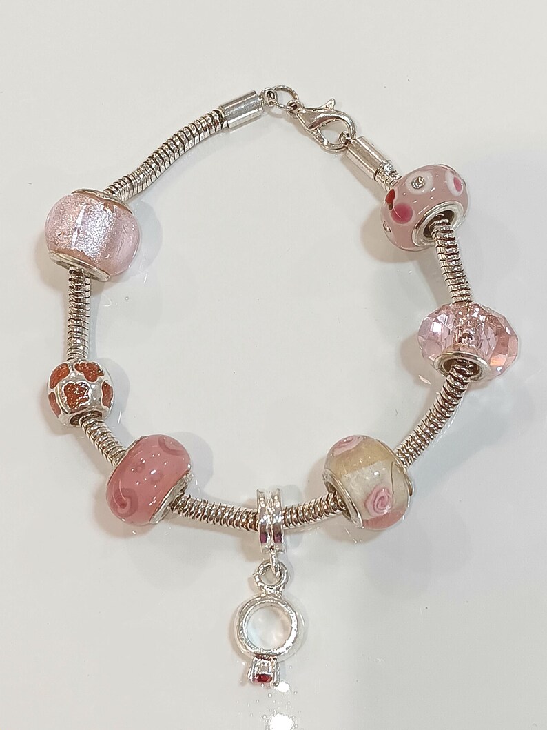 Pandora European Style Pink Crystal Glass Charm Bracelet - Etsy