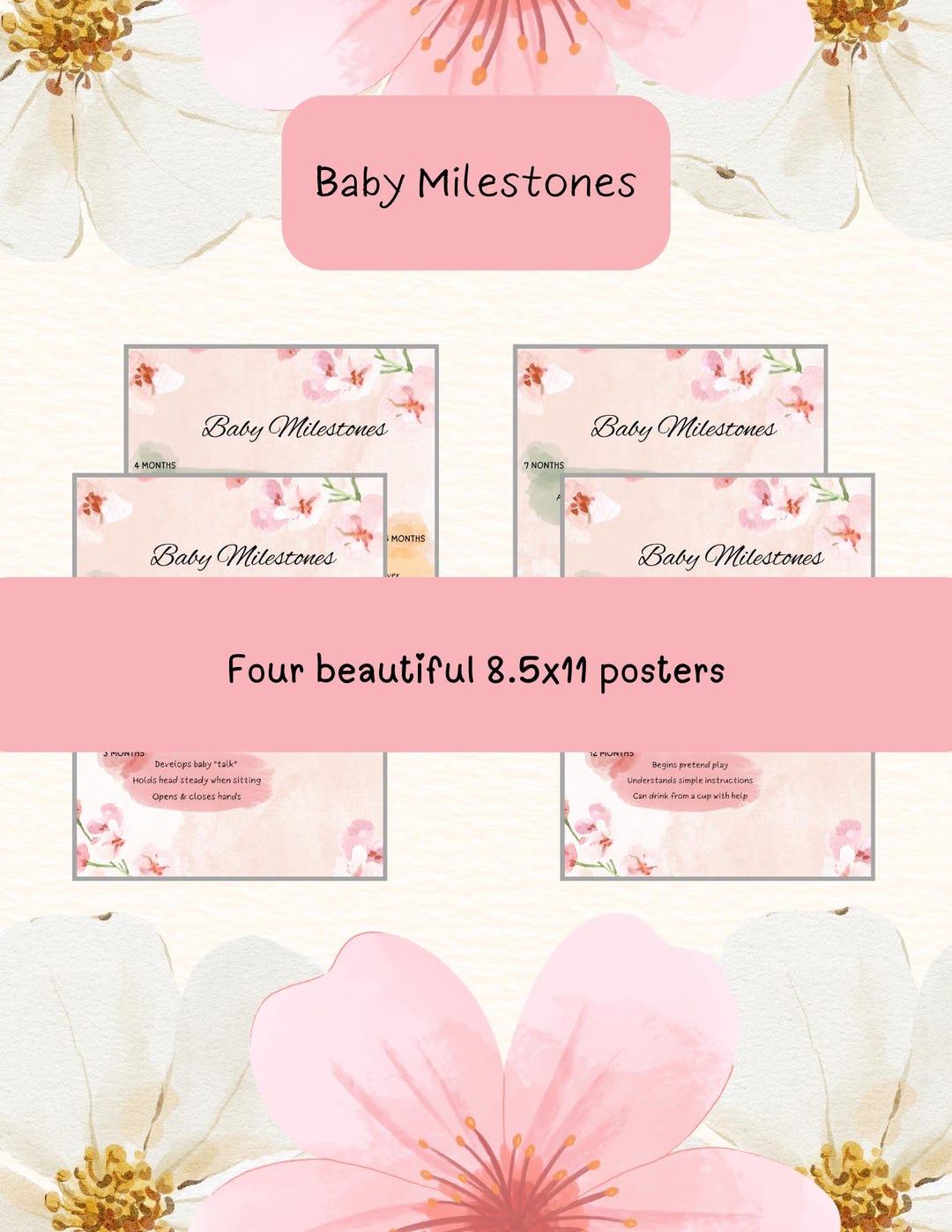 Baby Developmental Milestones - Floral - Etsy