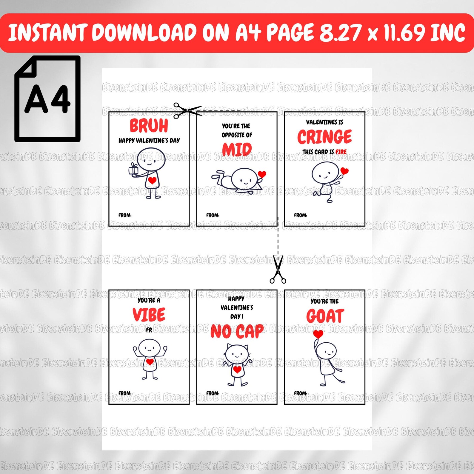 12 Kids' Slang Valentine's Day Cards – Funny Printable PDF for School ...