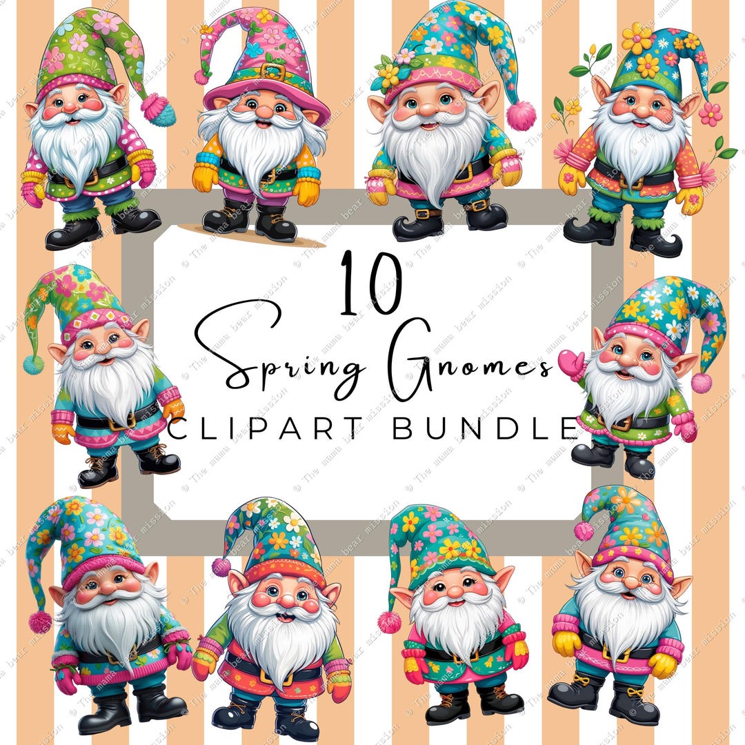 Spring Gnomes Clipart Bundle: Garden Graphics (PNG & JPG) - Etsy