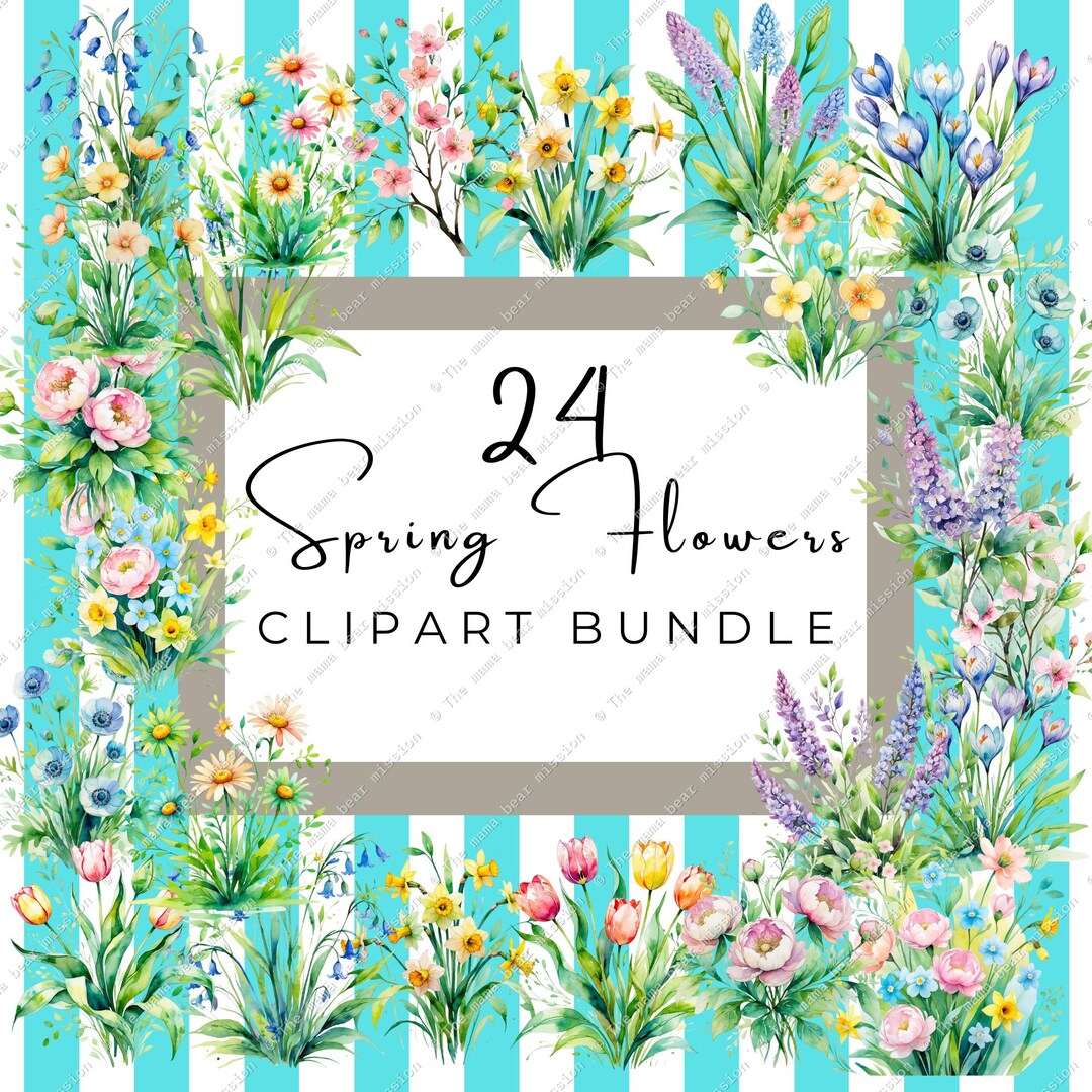 Spring Flowers Clipart Bundle: Wedding & Planner Graphics (PNG + JPG ...