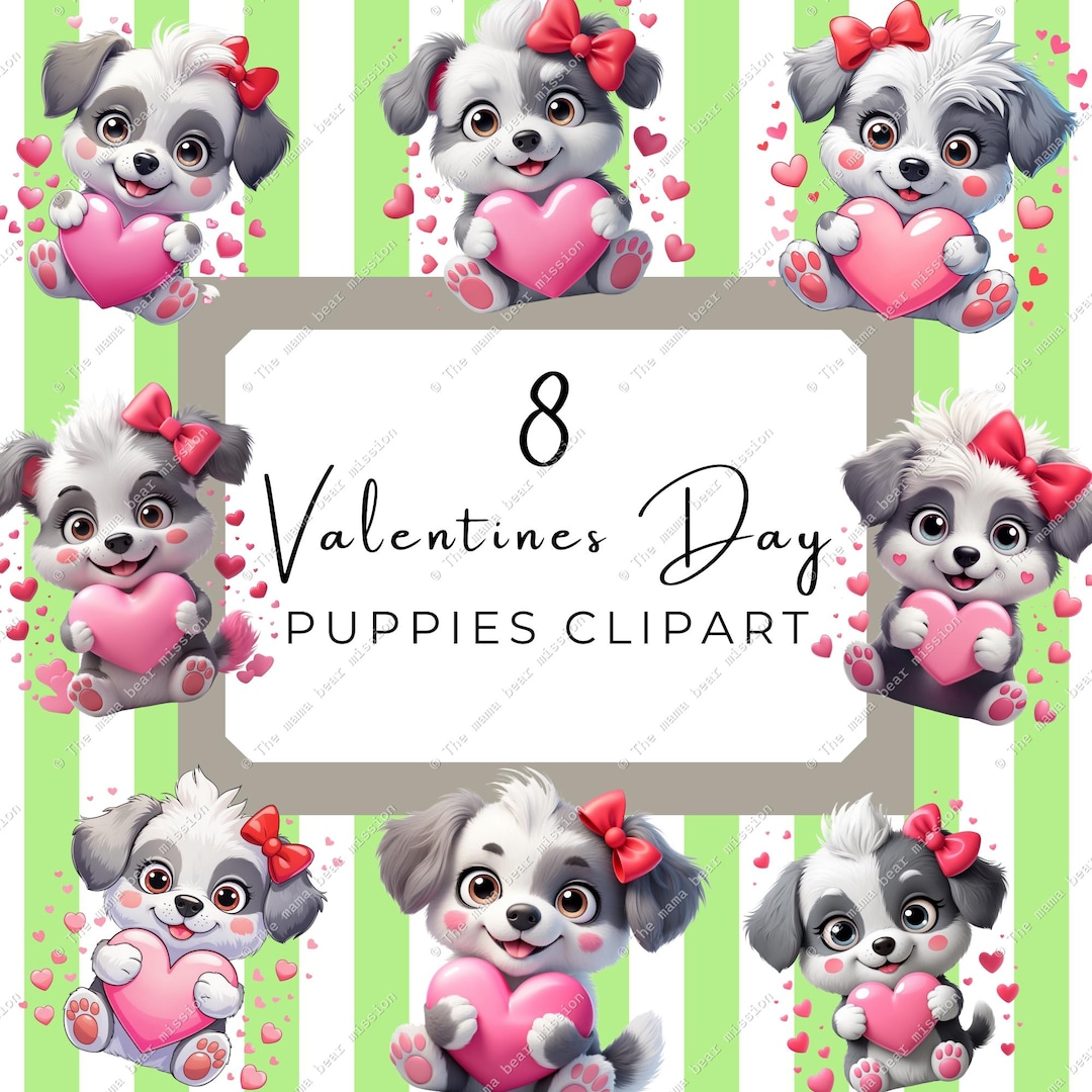 8 Valentines Day Puppies Clipart - Etsy