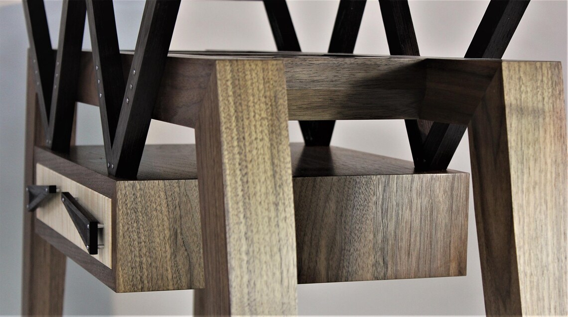 Handmade Contemporary Walnut Wood Console Hall Table With Drawer Flight ...