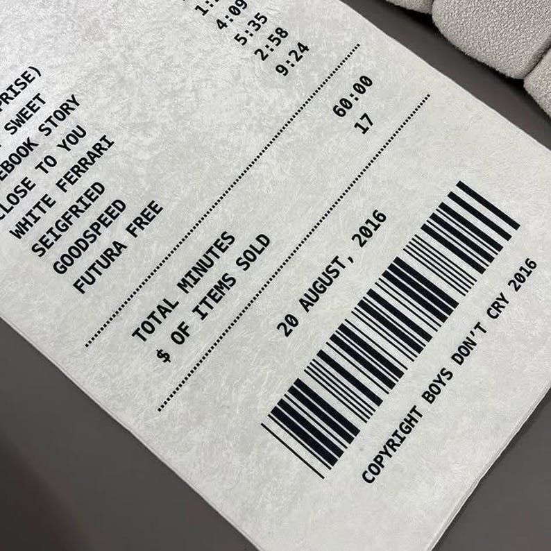 Blonde Check Carpet Modern Receipt-inspired Rug, Non-slip, Machine ...