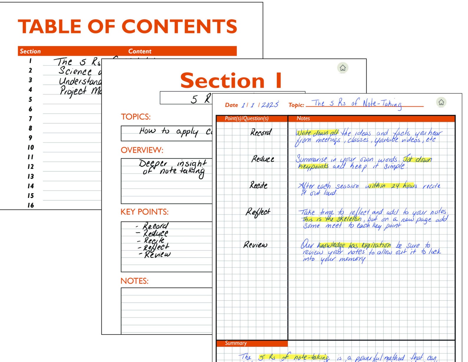 Interactive Cornell-method of Note Taking. This Workbook Features the ...