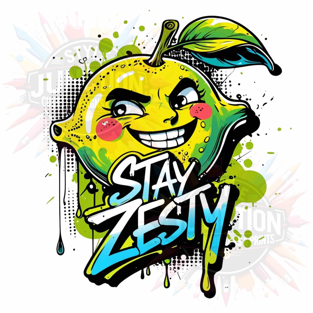 Stay Zesty Digital Clipart Bundle | Graffiti Lemon PNG | Funny Citrus ...
