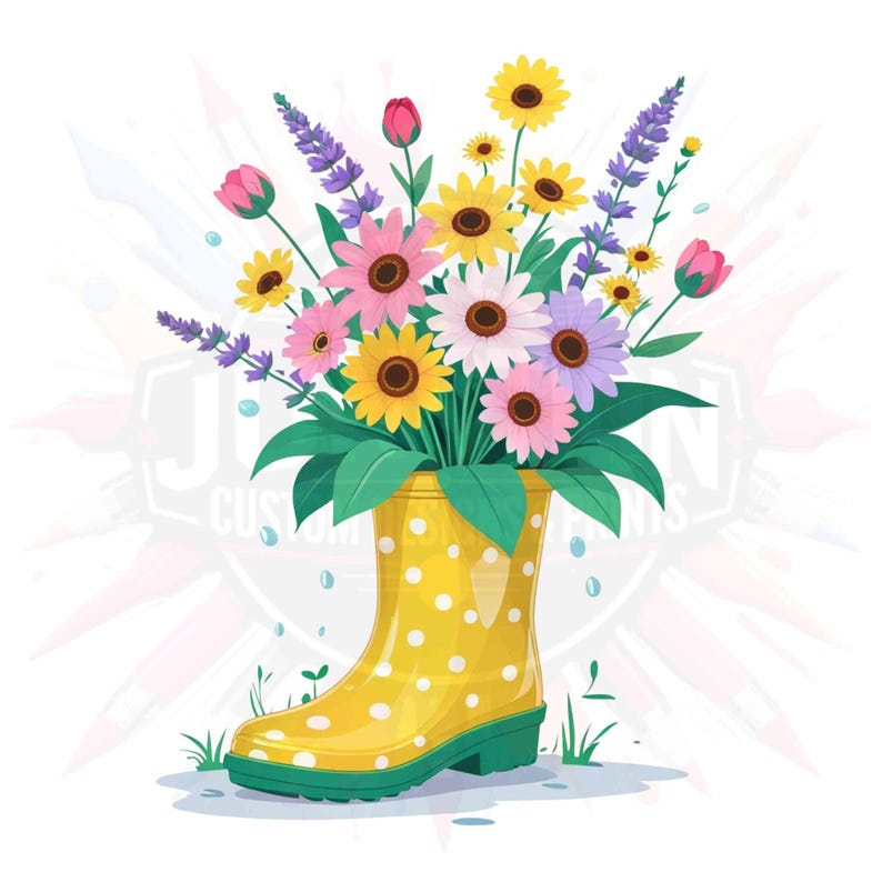 Floral Rain Boot Clipart: Spring Flowers, Watercolor Garden (PNG ...