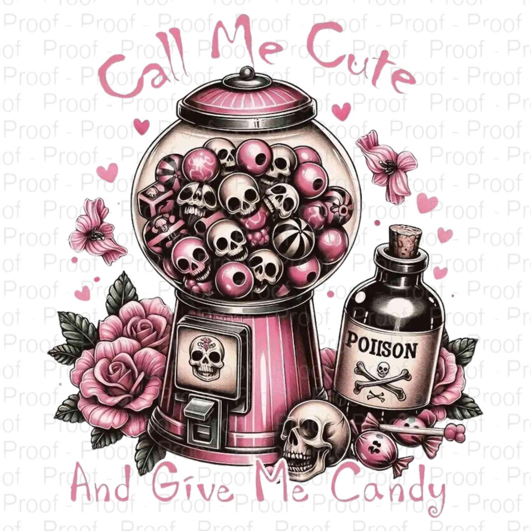 Gothic Candy Skull PNG | Cute & Creepy Gumball Machine Sublimation ...