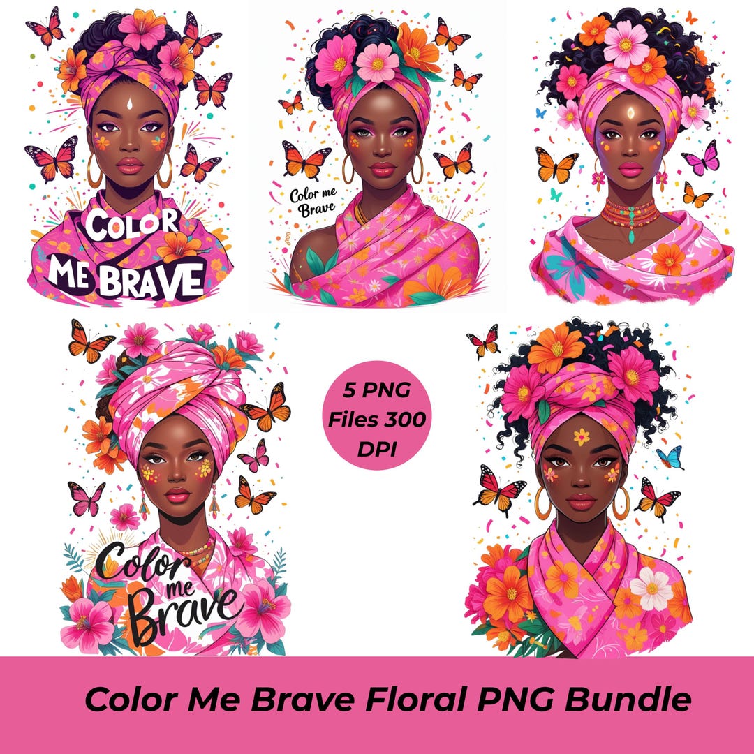 Color Me Brave Floral PNG Bundle | High-res Transparent Files for ...