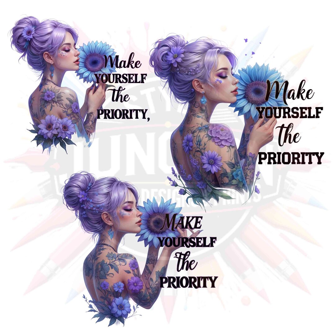 Make Yourself the Priority 3 Png's – Tattooed Woman Sublimation, 3 Boho ...
