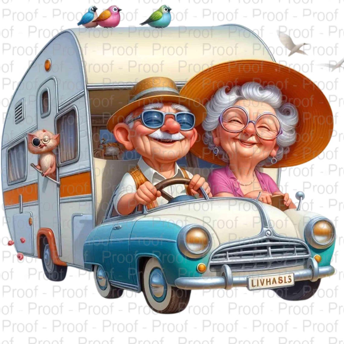 Happy Retirement Road Trip PNG | Vintage RV Couple Digital Download ...