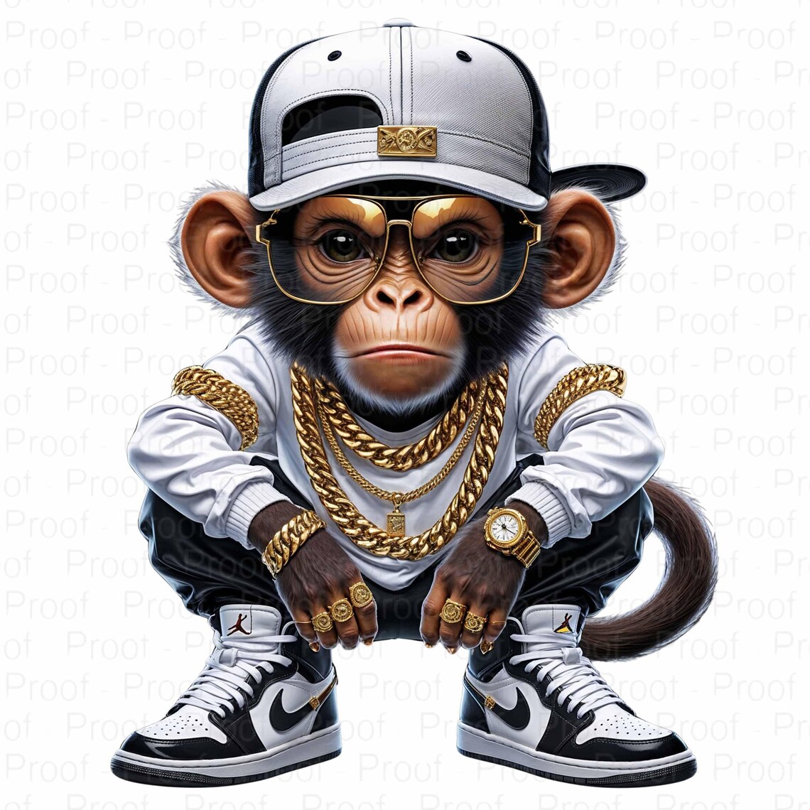 Hip-hop Monkey Swag Digital Art | Cool Urban Monkey PNG | Gold Chains ...