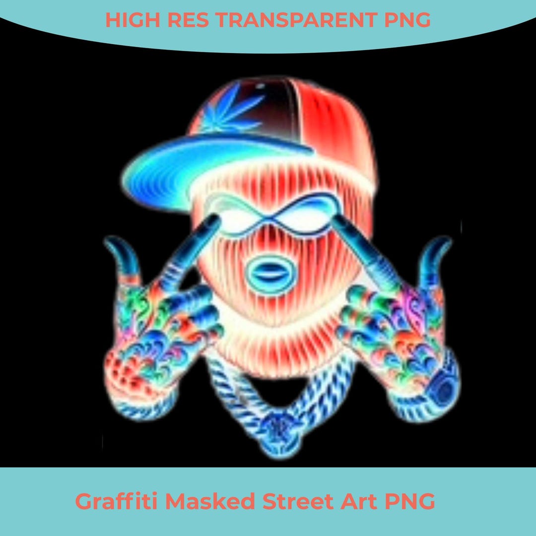 Graffiti Masked Street Art PNG | High-res Digital File | Neon Glow ...
