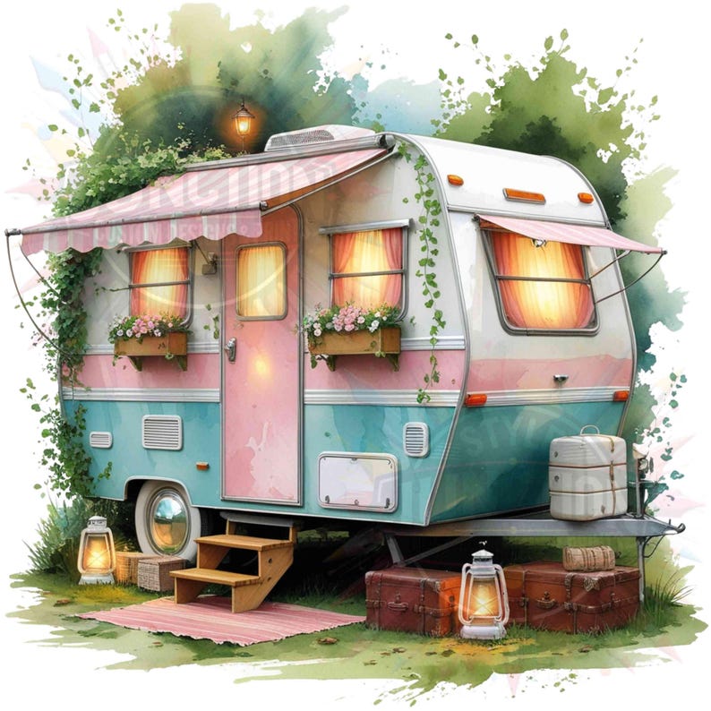 Vintage Camper PNG Bundle | 3 Unique Retro Camper Van Clipart Designs ...