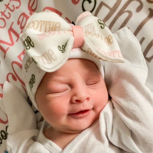 Newborn Name Blanket and Hat - Etsy