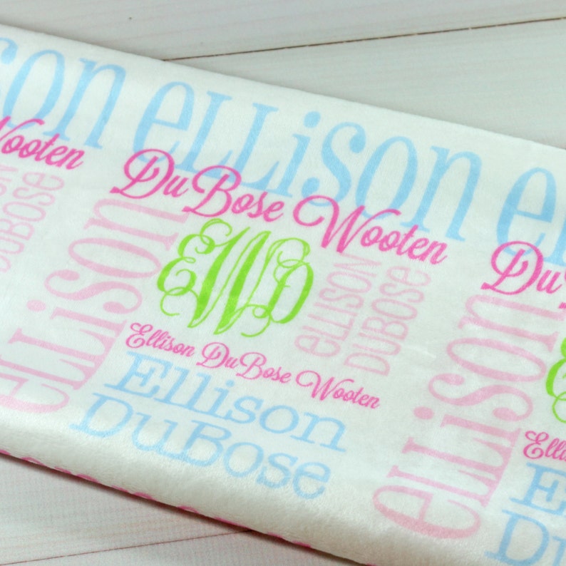Personalized Baby Blanket Minky Cuddle Swaddle Blanket Monogrammed Baby ...