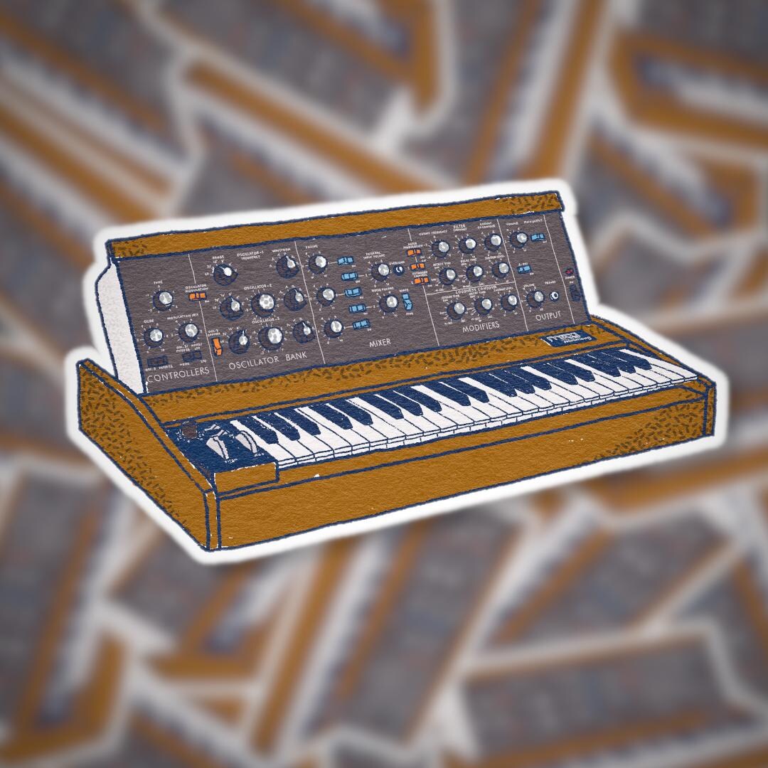 Hand-drawn Moog Minimoog Model D Sticker – Glossy & Water-resistant, 4. ...