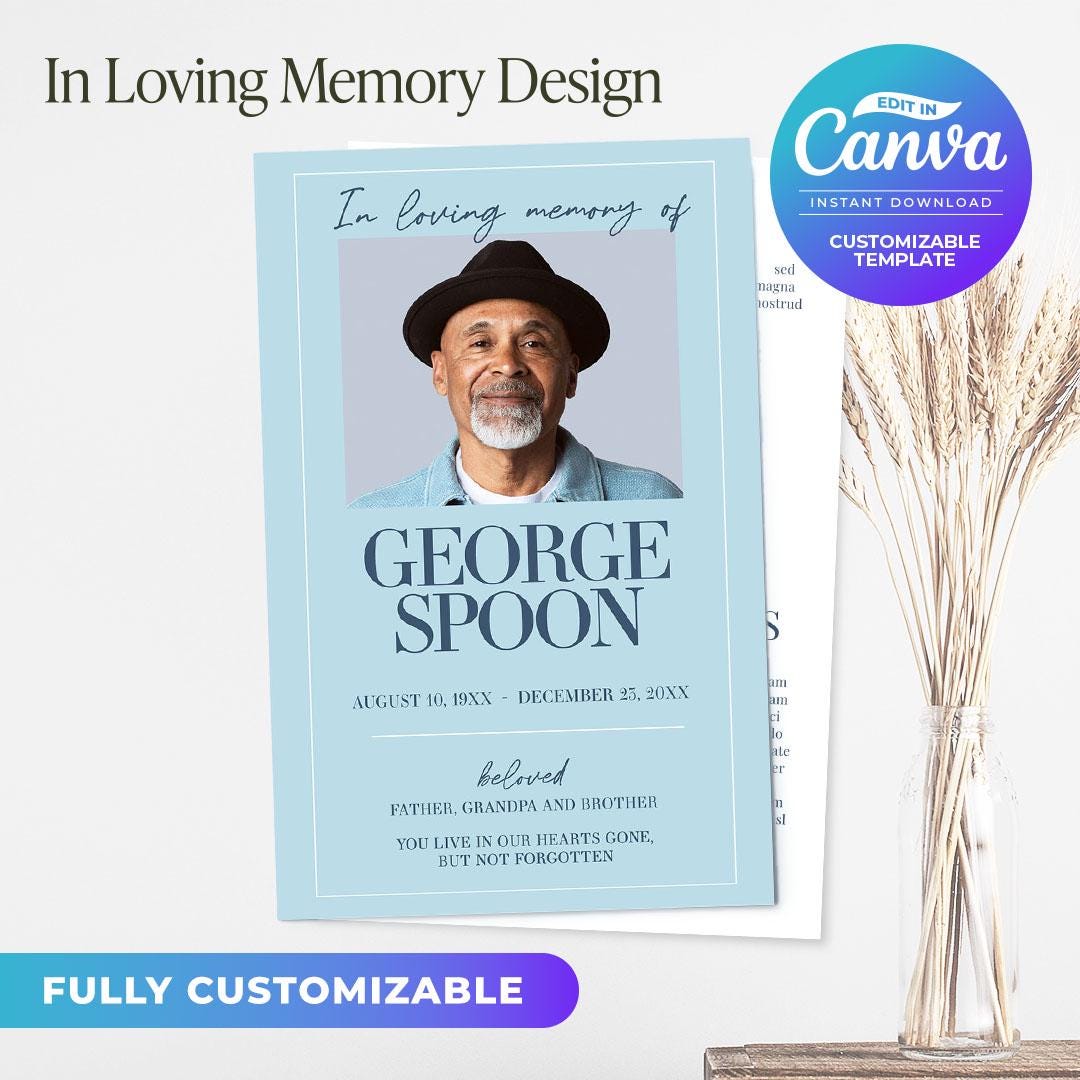 Funeral Program Template | Minimalistic Design - Etsy