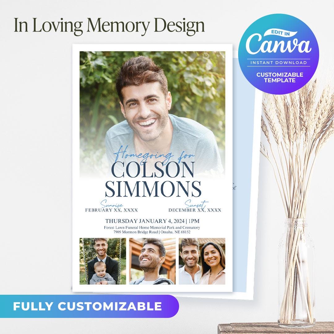 Funeral Program Template | Photo Gallery Design - Etsy