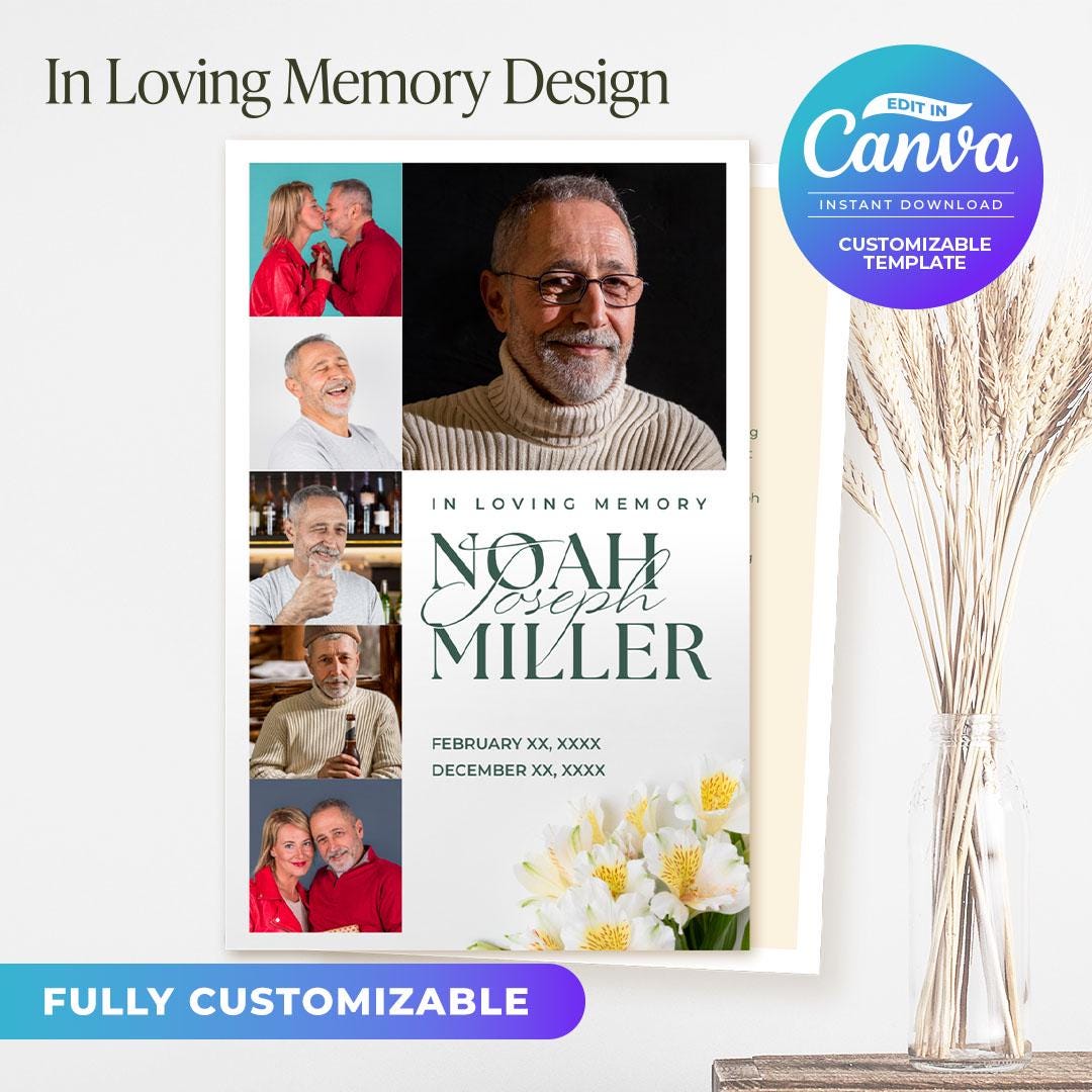 Funeral Program Template | Gallery Design - Etsy