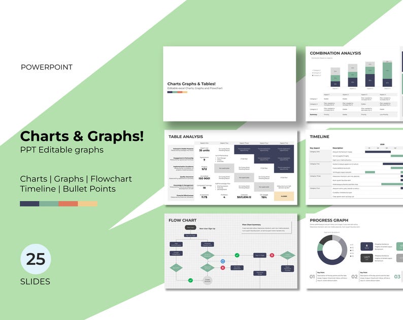 Charts Graphs Flowcharts Timeline Table Chart | Fully Editable - Etsy