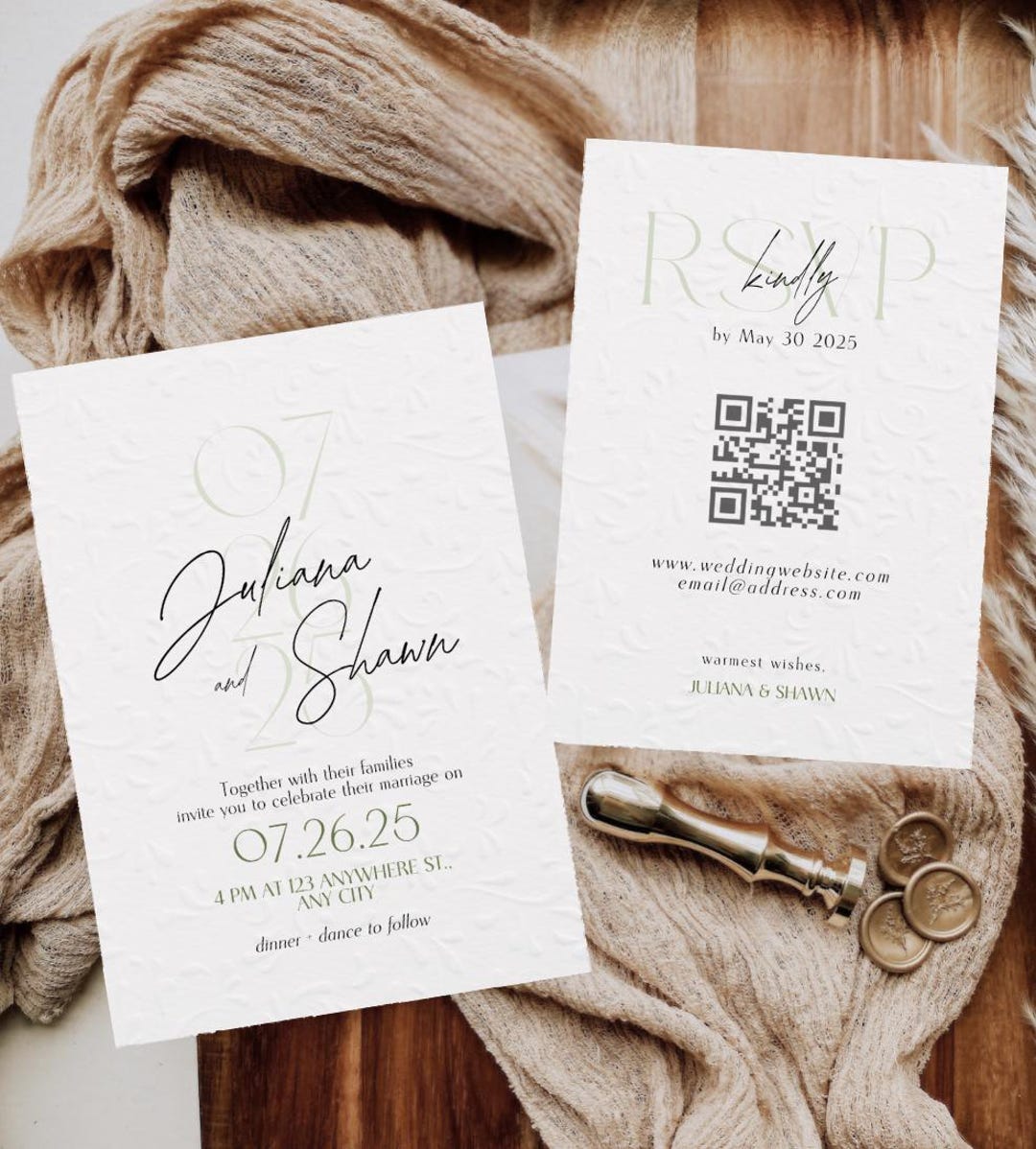 Gorgeous Elegant Wedding Invitation Template - CANVA - 2 Pages, No ...