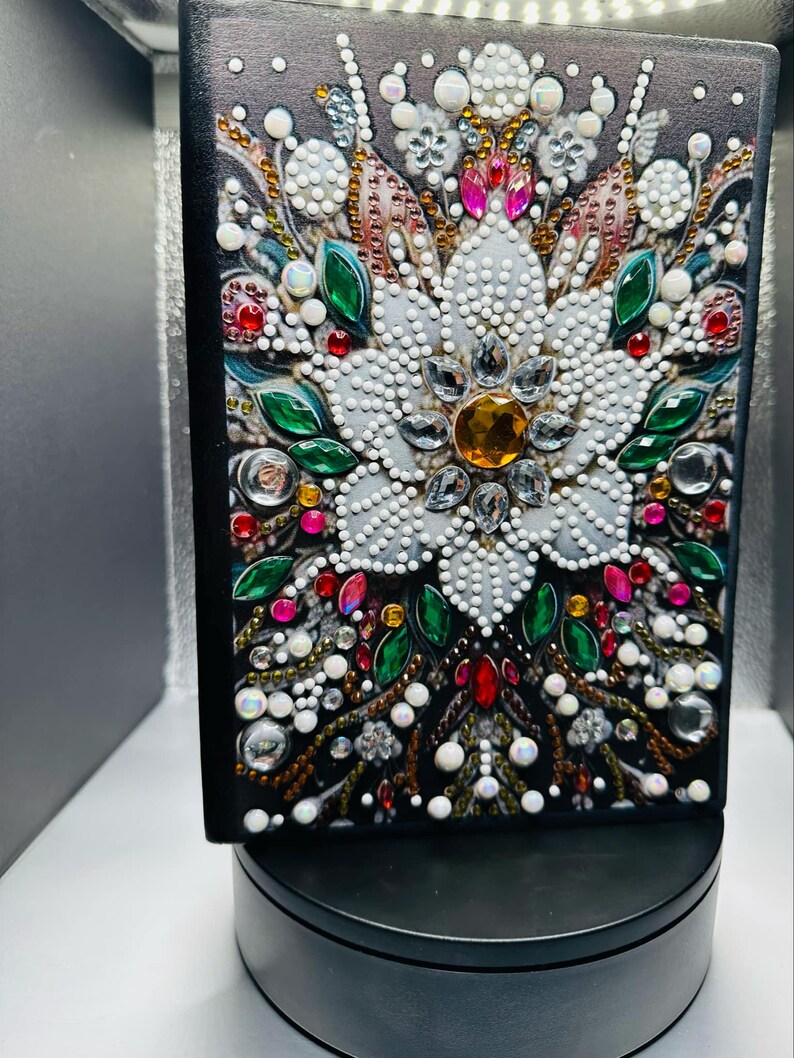 Rhinestone Lotus Flower Journal Elegant Bling Notebook Crystal ...