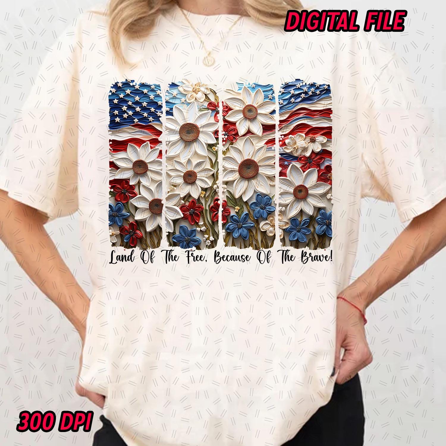 American Flag Png, 4th of July Png, Boho Floral Fourth of July Png ...