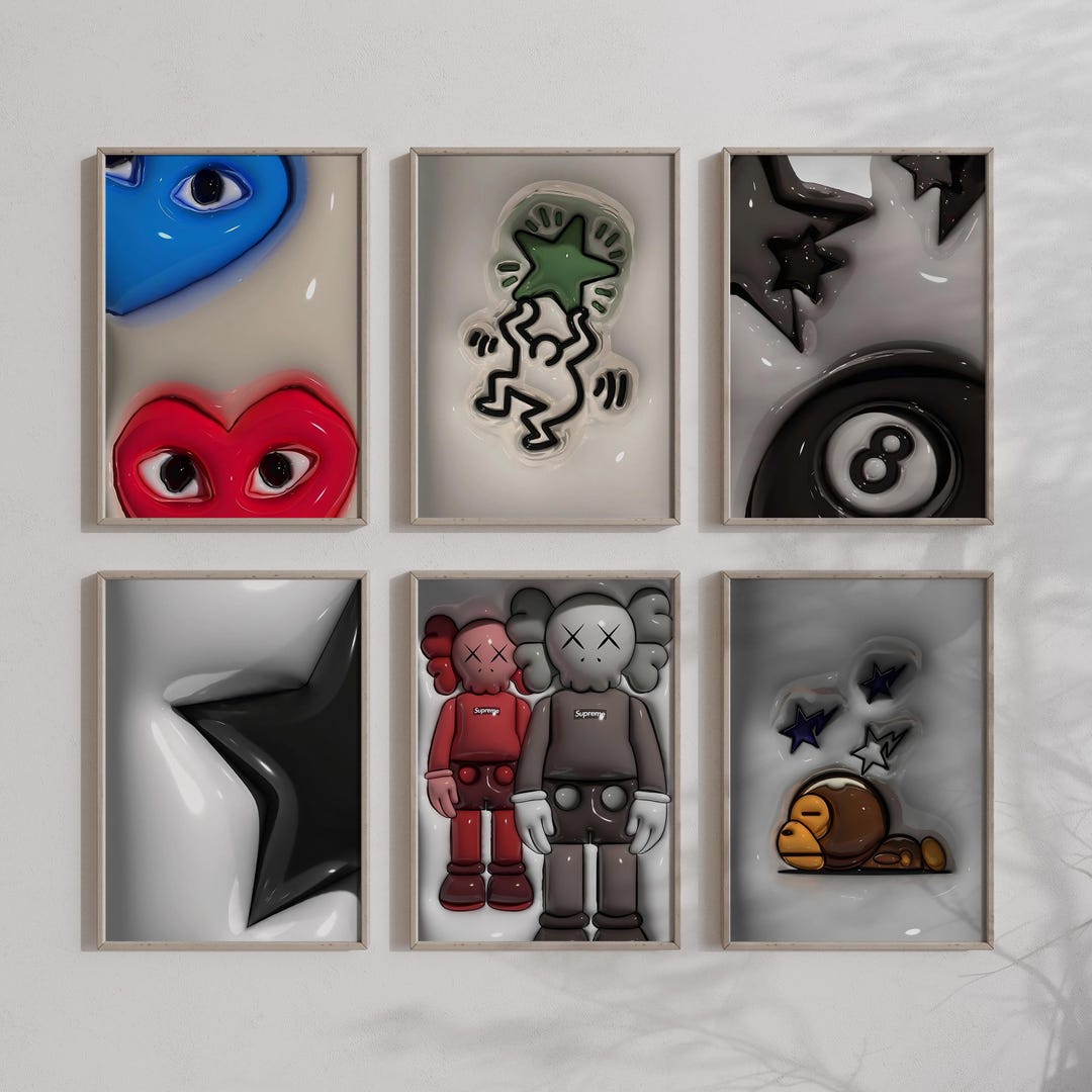 Set of 6 Hypebeast Wall Art, Kwas Poster, Cool Home Decor,digital ...